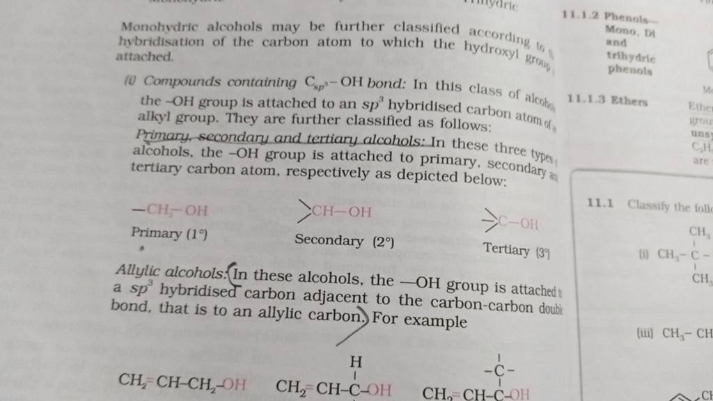Monohydric alcohols may be further classified according Mono, DI (14) Com..