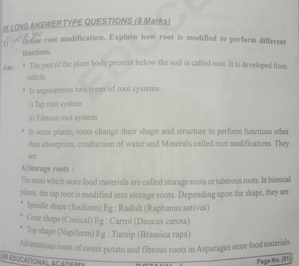 IIIL LONG ANSWER TYPE QUESTIONS (8 Marks) 1) MM Define root modification...