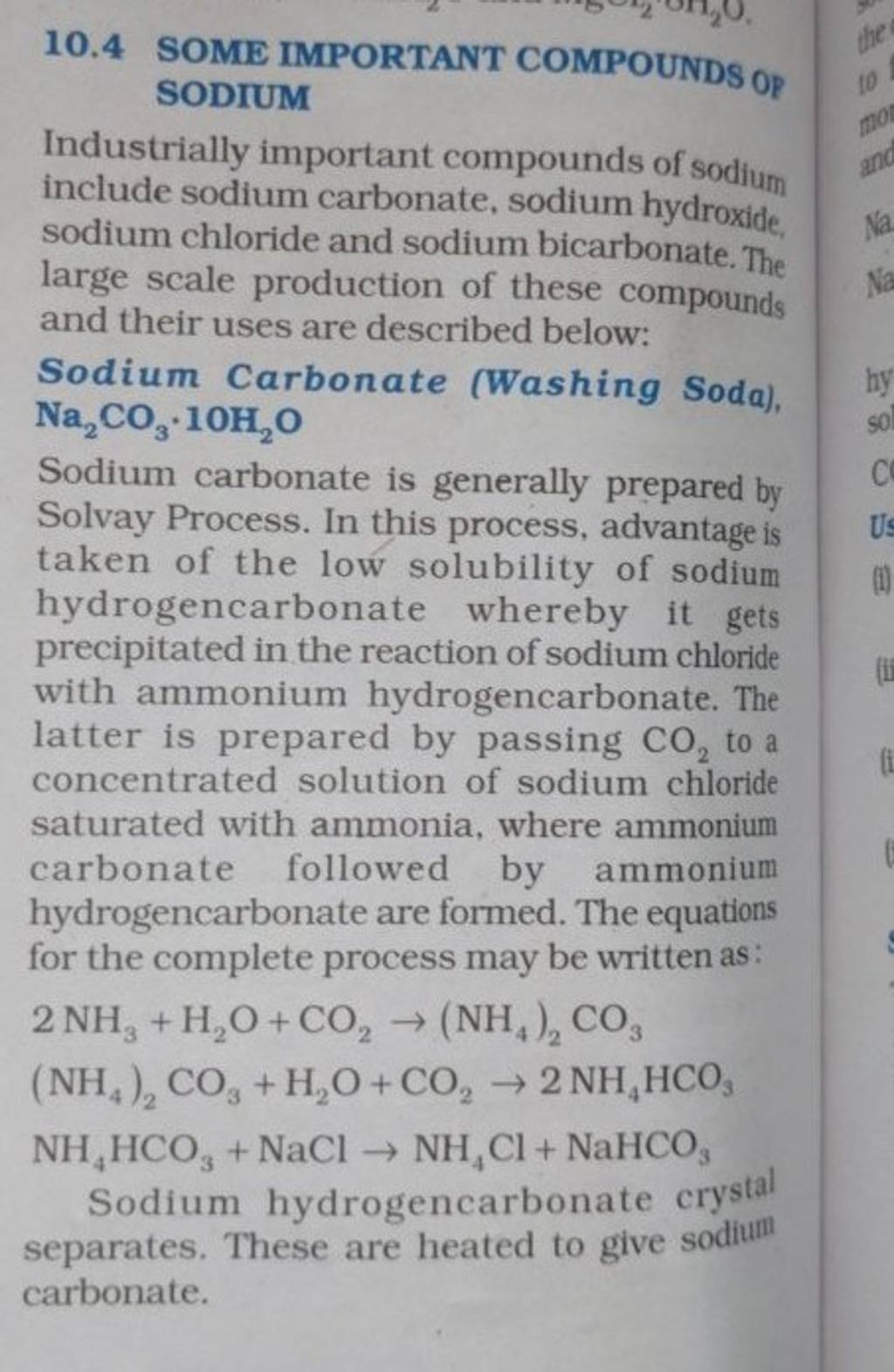 10.4 SOME IMPORTANT COMPOUNDS OP SODIUM Industrially important compounds..