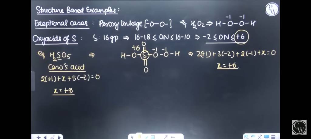 Structure Based Examples: Exceptional cases: Peroxy linkage [-0-O-] \&q H..