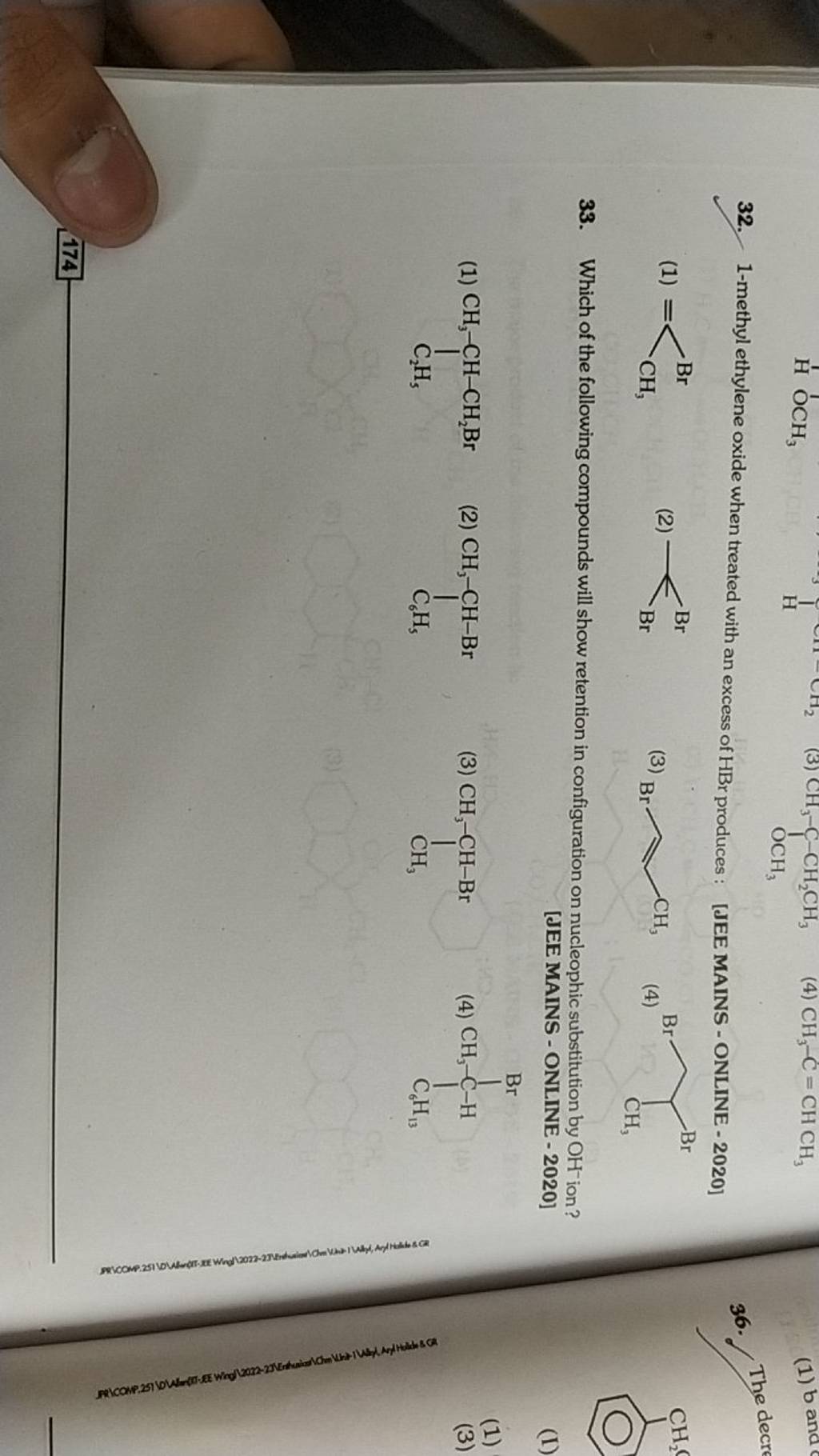 1-methyl ethylene oxide when treated with an excess of HBr produces : [JE..