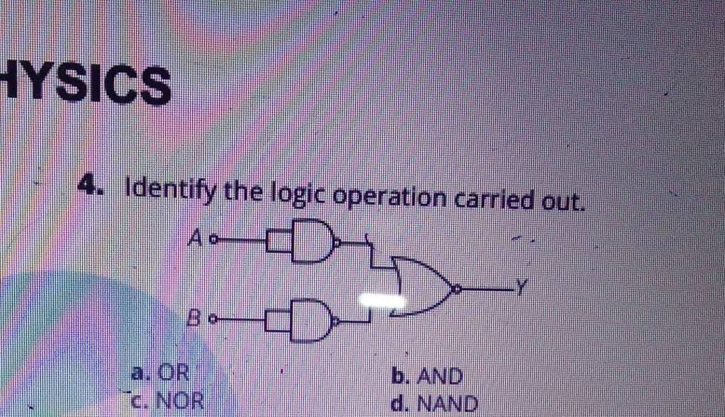 Identify the logic operation carried out. | Filo