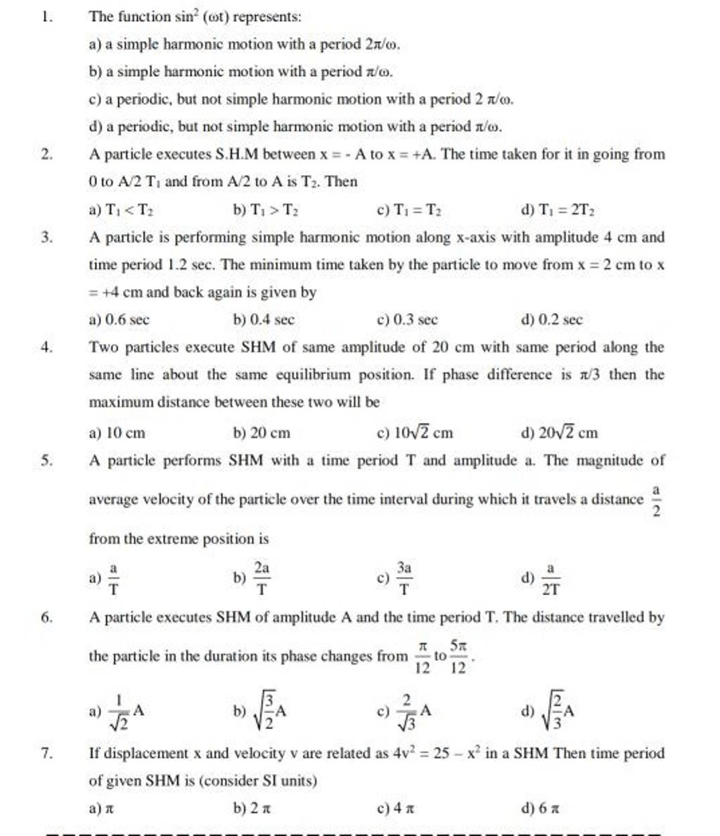 A particle executes SHM of amplitude A and the time period T. The distanc..
