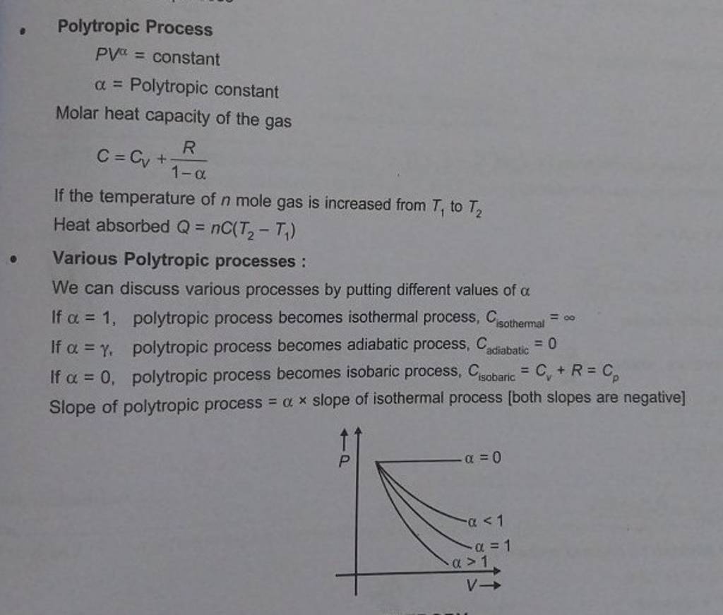 Polytropic Process PVα= constant α= Polytropic constant Molar heat capa..