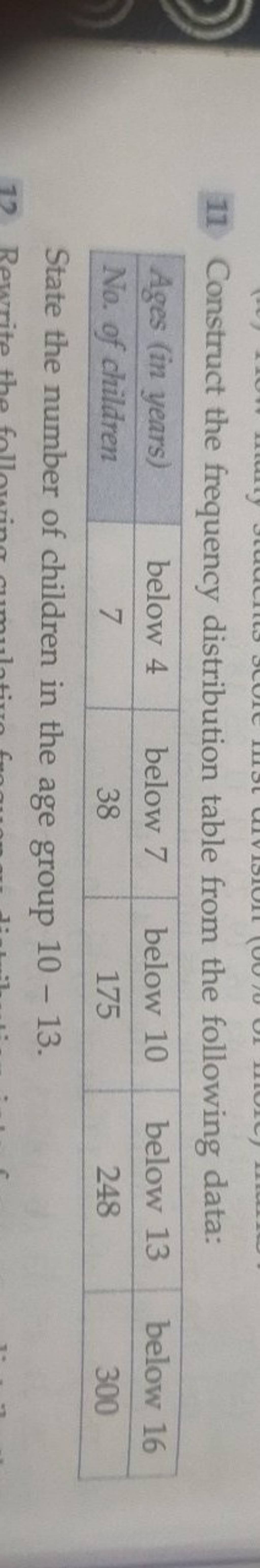 11 Construct The Frequency Distribution Table From The Following Data Ag