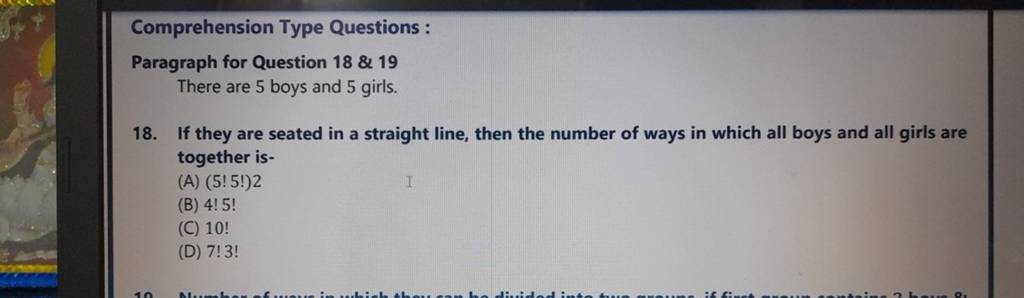 Comprehension Type Questions : Paragraph for Question 18&19 There are 5 b..