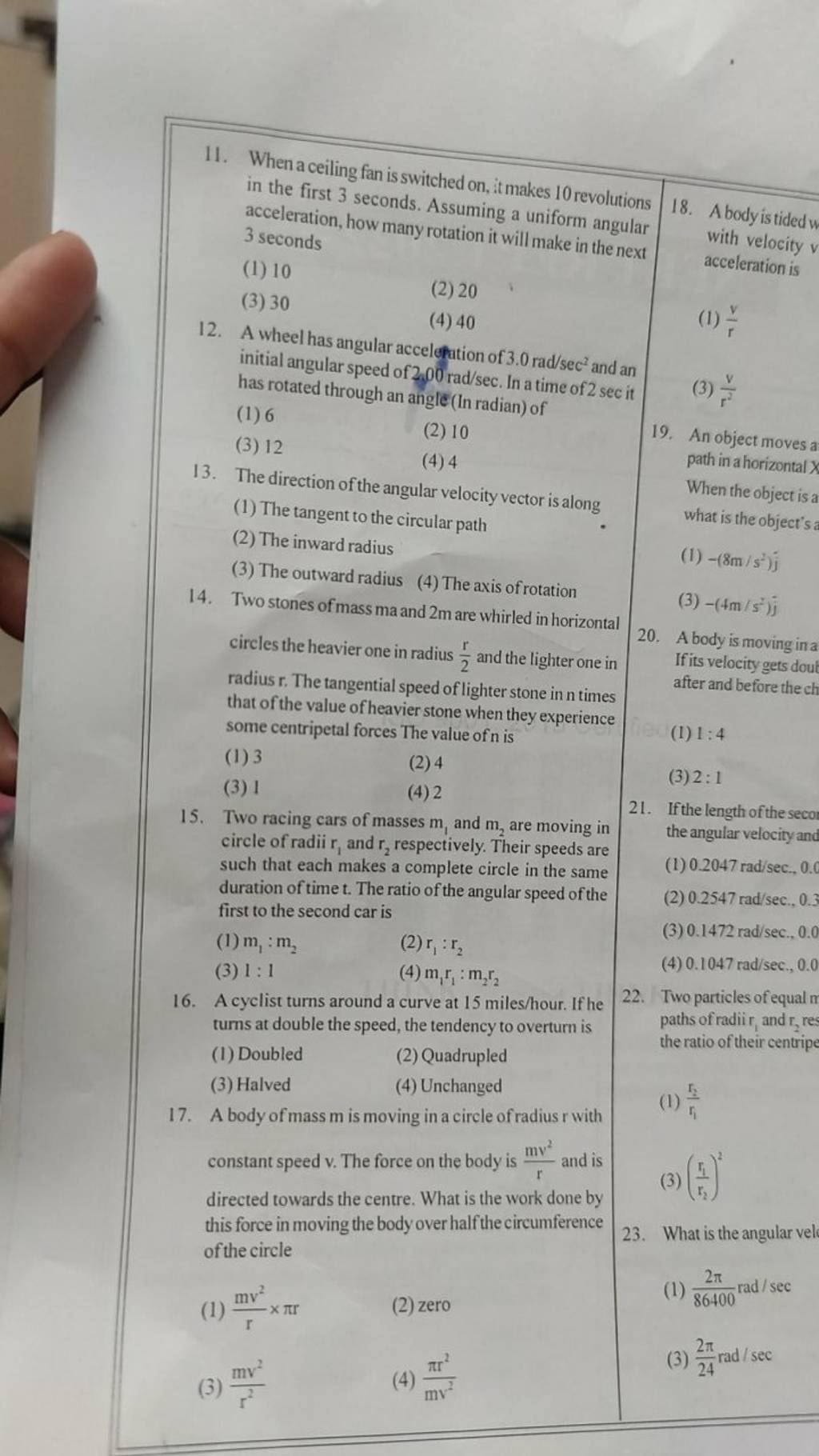 The Direction Of The Angular Velocity Vector Is Along 1 The Tangent To