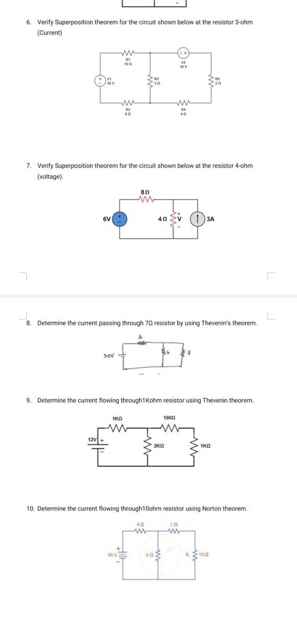 6 Verify Superposition Theorem For The Circuit Shown Below At The Resist