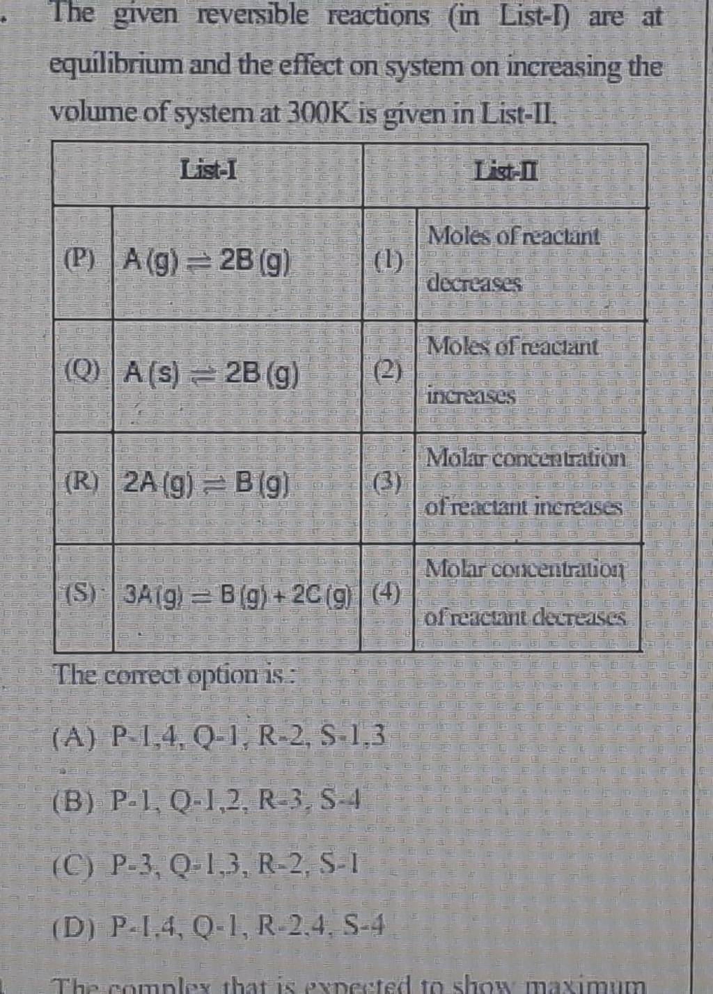 The given reversible reactions (in List-I) are at equilibrium and the eff..