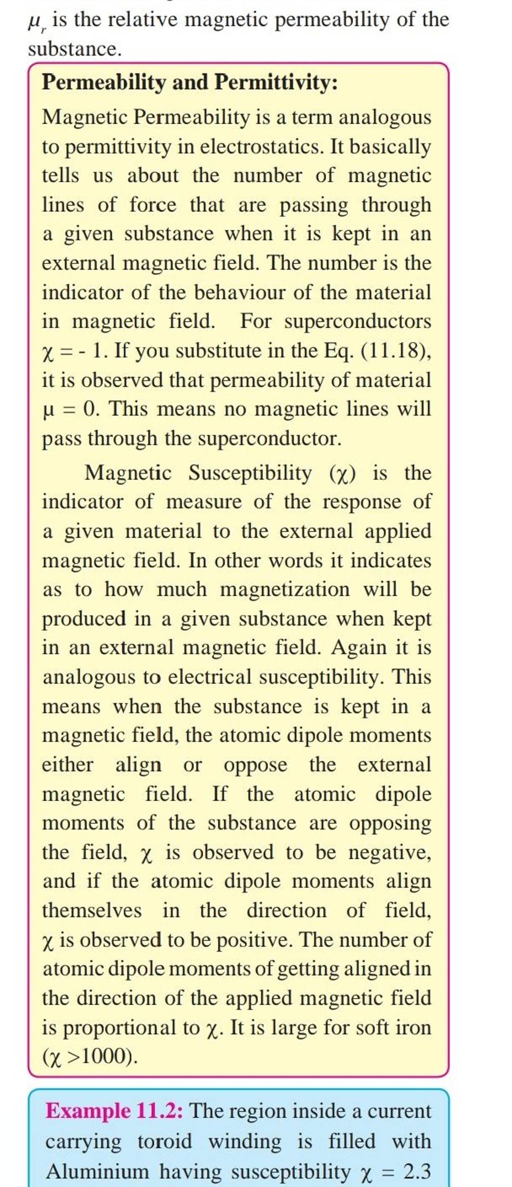 μr is the relative magnetic permeability of the substance. | Filo