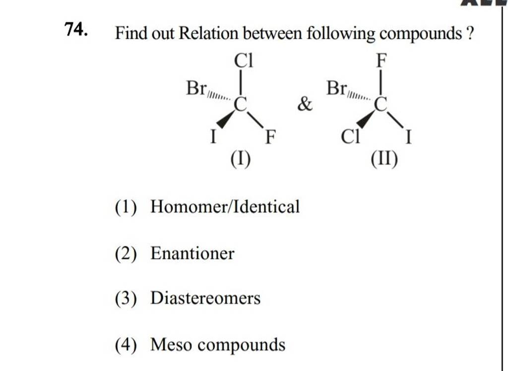 Find out Relation between following compounds? (I) (II) | Filo