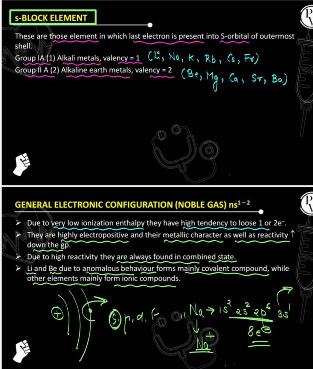 s-BLOCK ELEMENT These are those element in which last electron is present..