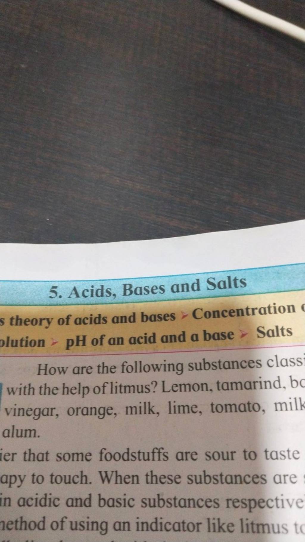 5. Acids, Bases and Salts s theory of acids and bases > Concentration olu..