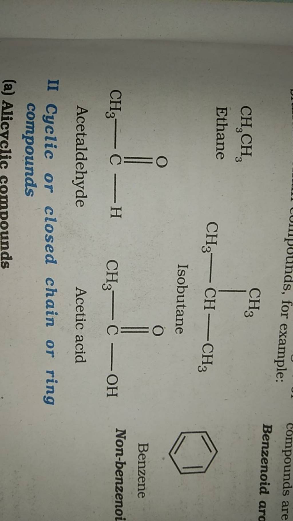 CH3 CH3 Ethane Benzenoid aro Isobutane Benzene Non-benzenoi Acetaldehyde..