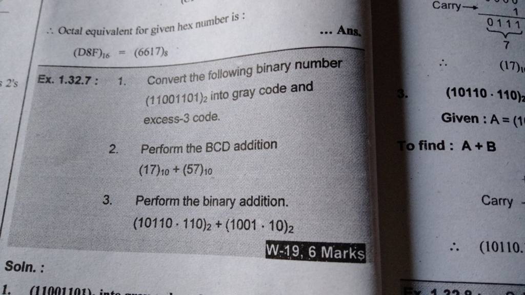 ∴ Octal Equivalent For Given Hex Number Is Dsf 16 66178 Ex 132 