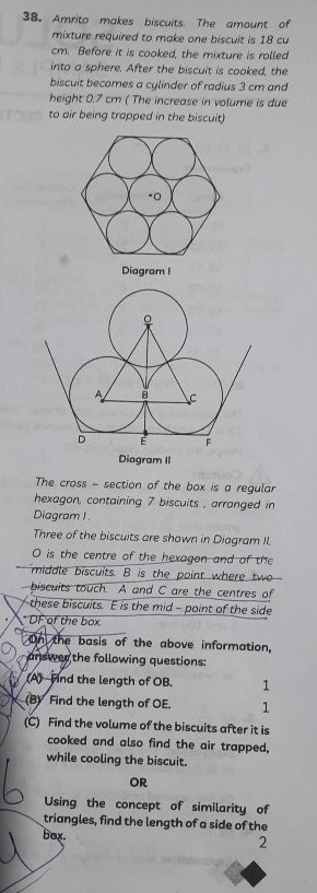 38. Amrita makes biscuits The amount of mixture required to make one bisc..