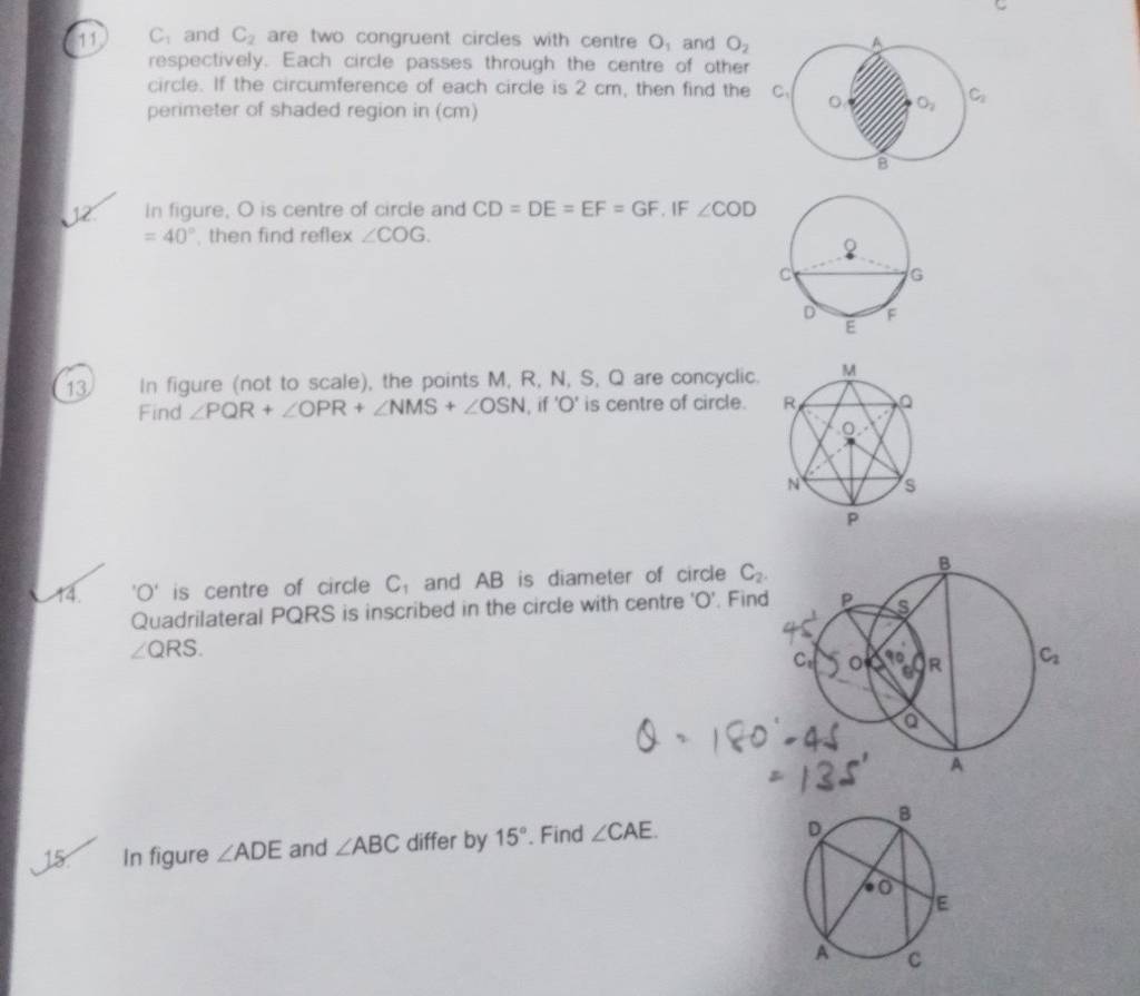 (11. C1 and C2 are two congruent circles with centre O1 and O2 respec..