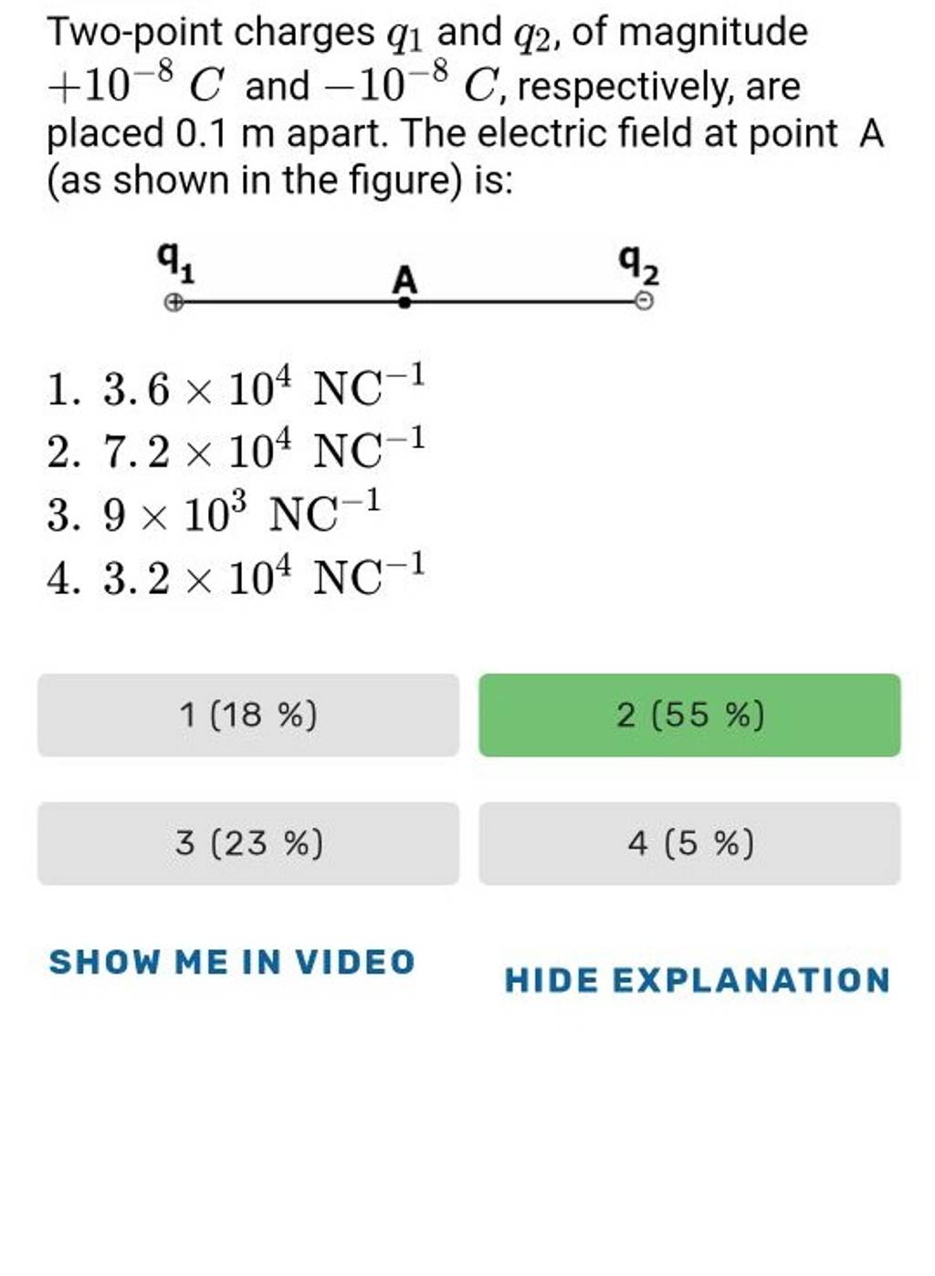 Two-point charges q1 and q2 , of magnitude +10−8C and −10−8C, respective.. Two-point charges q1 and q2 , of magnitude +10−8C and −10−8C, respective..
