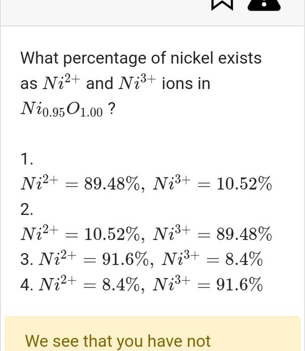 What percentage of nickel exists as Ni2+ and Ni3+ ions in Ni0.95 O1.00
