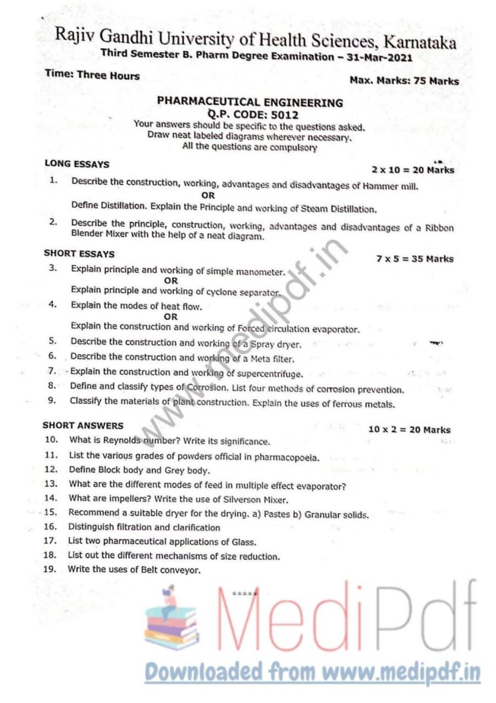 Rajiv Gandhi University of Health Sciences, Karnataka Third Semester B. P..