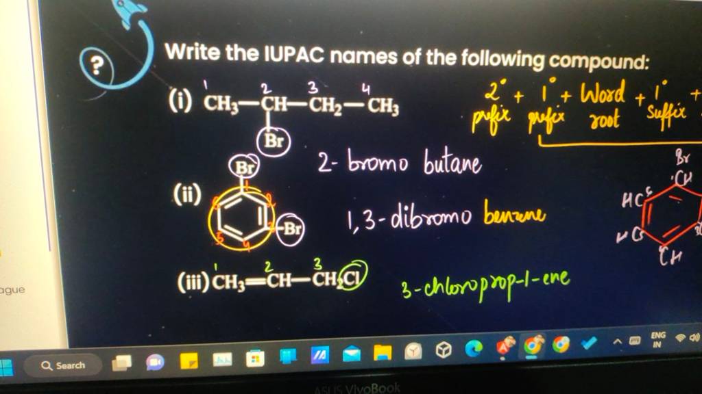 Write the IUPAC names of the following compound: (i) (iii) CH3 =2CH−3..