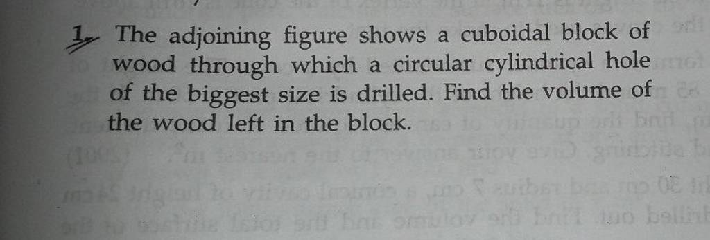 1. The adjoining figure shows a cuboidal block of wood through which a ci..