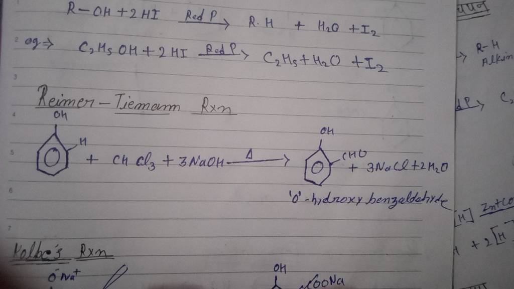R−OH+2HI RedP R⋅H+H2 O+I2 ∘Og⇒C2 H5 OH+2HI RedP C2 H5 +H2 O+I2 O4 Reim..
