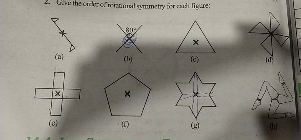 2. Give the order of rotational symmetry for each figure: (a) (b) (c) (d)..