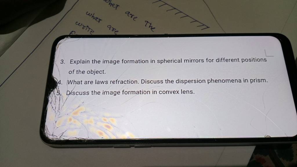3. Explain the image formation in spherical mirrors for different positio..