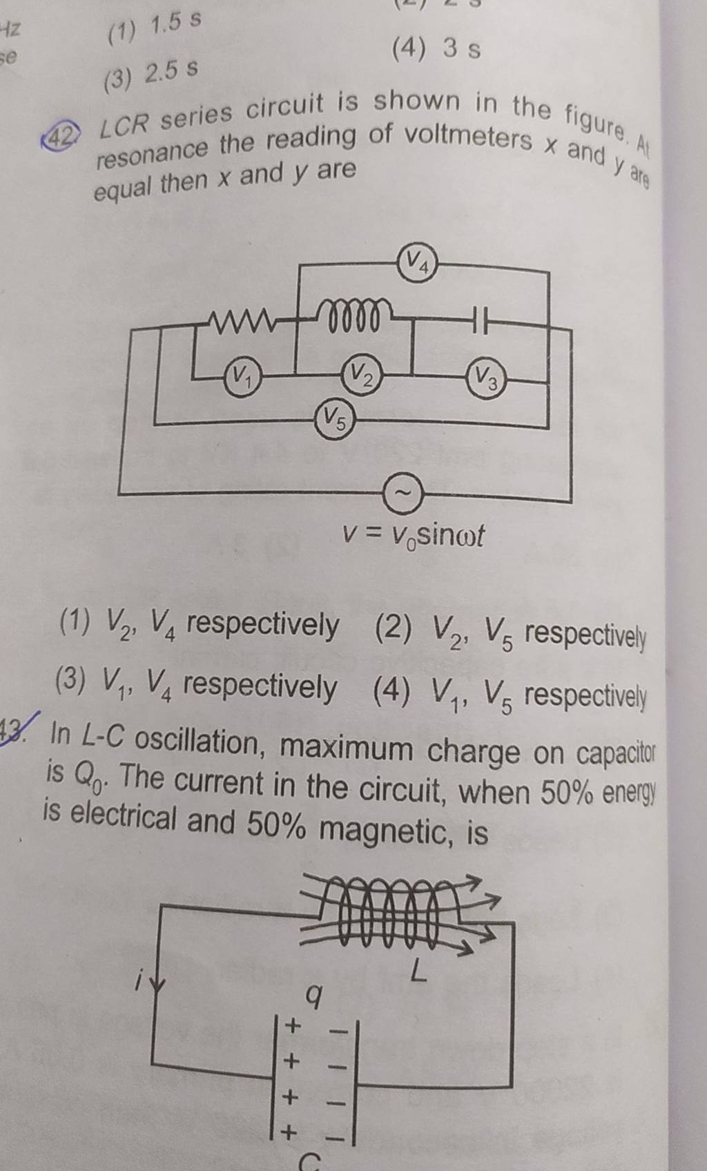 LCR series circuit is shown in the figure. equal then x and y are | Filo