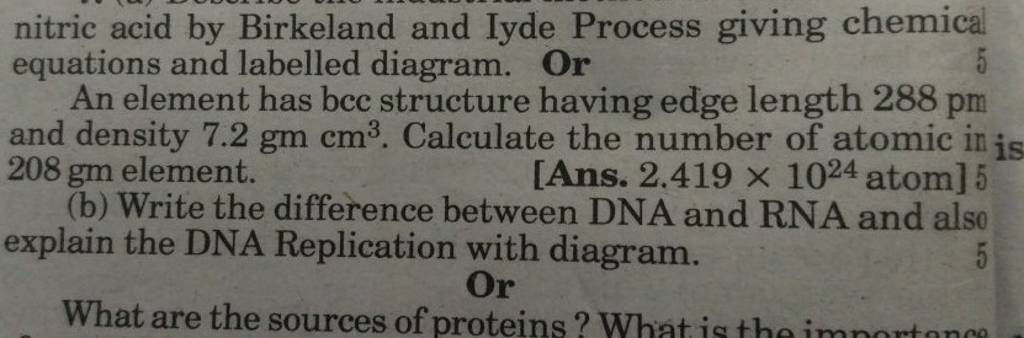 nitric acid by Birkeland and Iyde Process giving chemical equations and l..