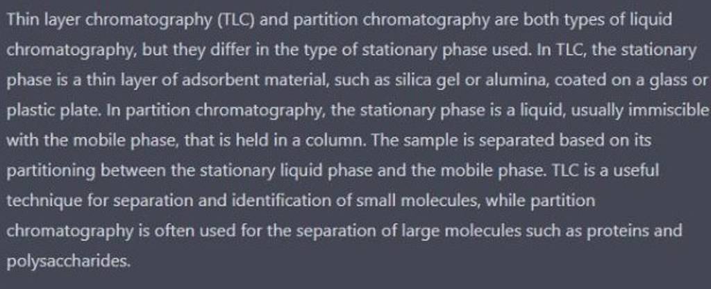 Thin Layer Chromatography Tlc And Partition Chromatography Are Both Typ