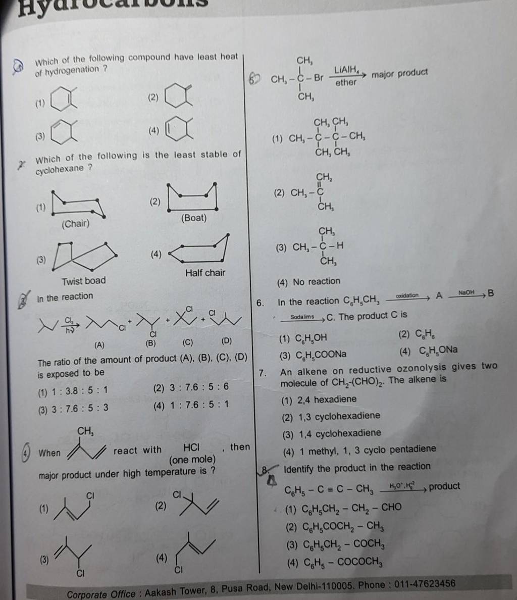 In The Reaction 6 In The Reaction C6 H5 Ch3 Oxdation A Naoh B A B