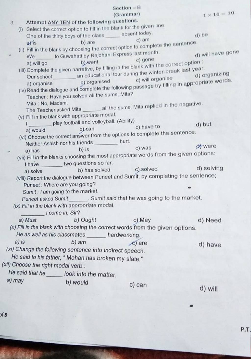 Choose The Correct Options To Complete The Sentences REVOEDUCA