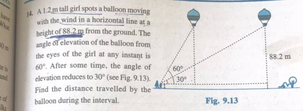 14. A 1.2 m tall girl spots a balloon moving with the wind in a horizonta..