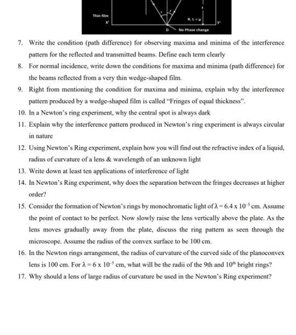 7. Write the condition (path difference) for observing maxima and minima