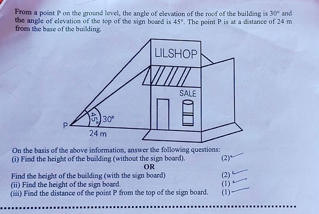 From a point P on the ground level, the angle of elevation of the roof of..
