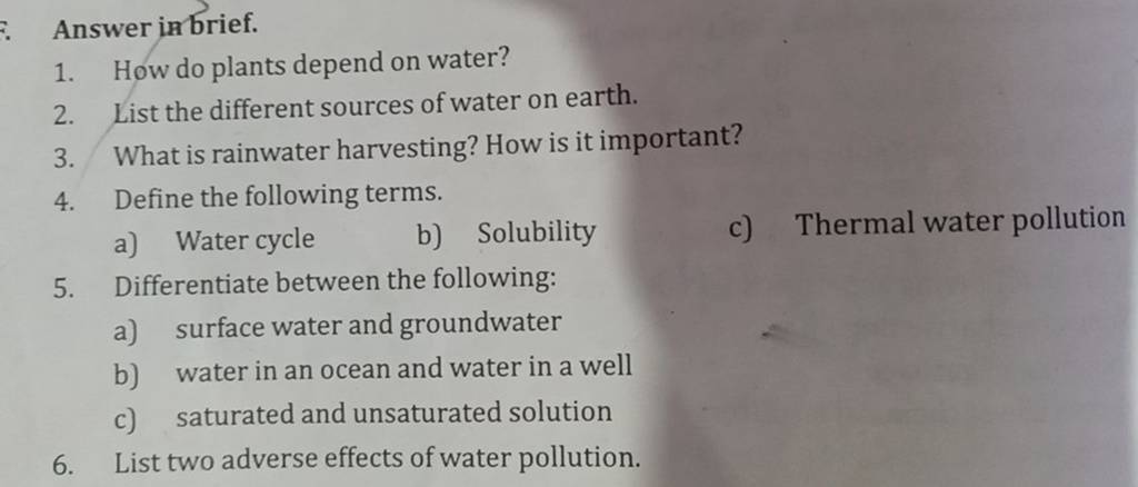 Water cycle b) Solubility c) Thermal water pollution | Filo