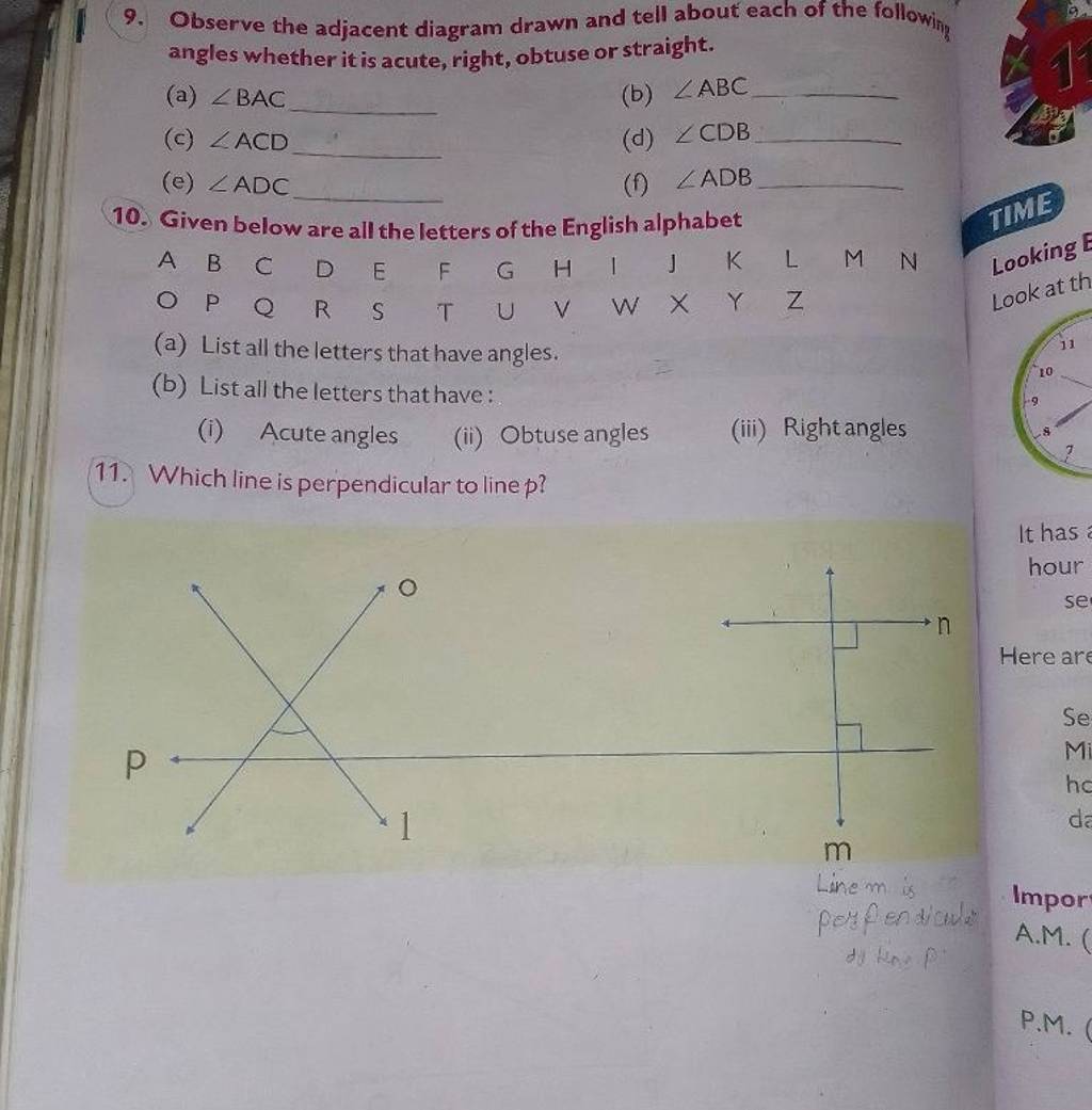 9. Observe the adjacent diagram drawn and tell about each of the followin.. 9. Observe the adjacent diagram drawn and tell about each of the followin..