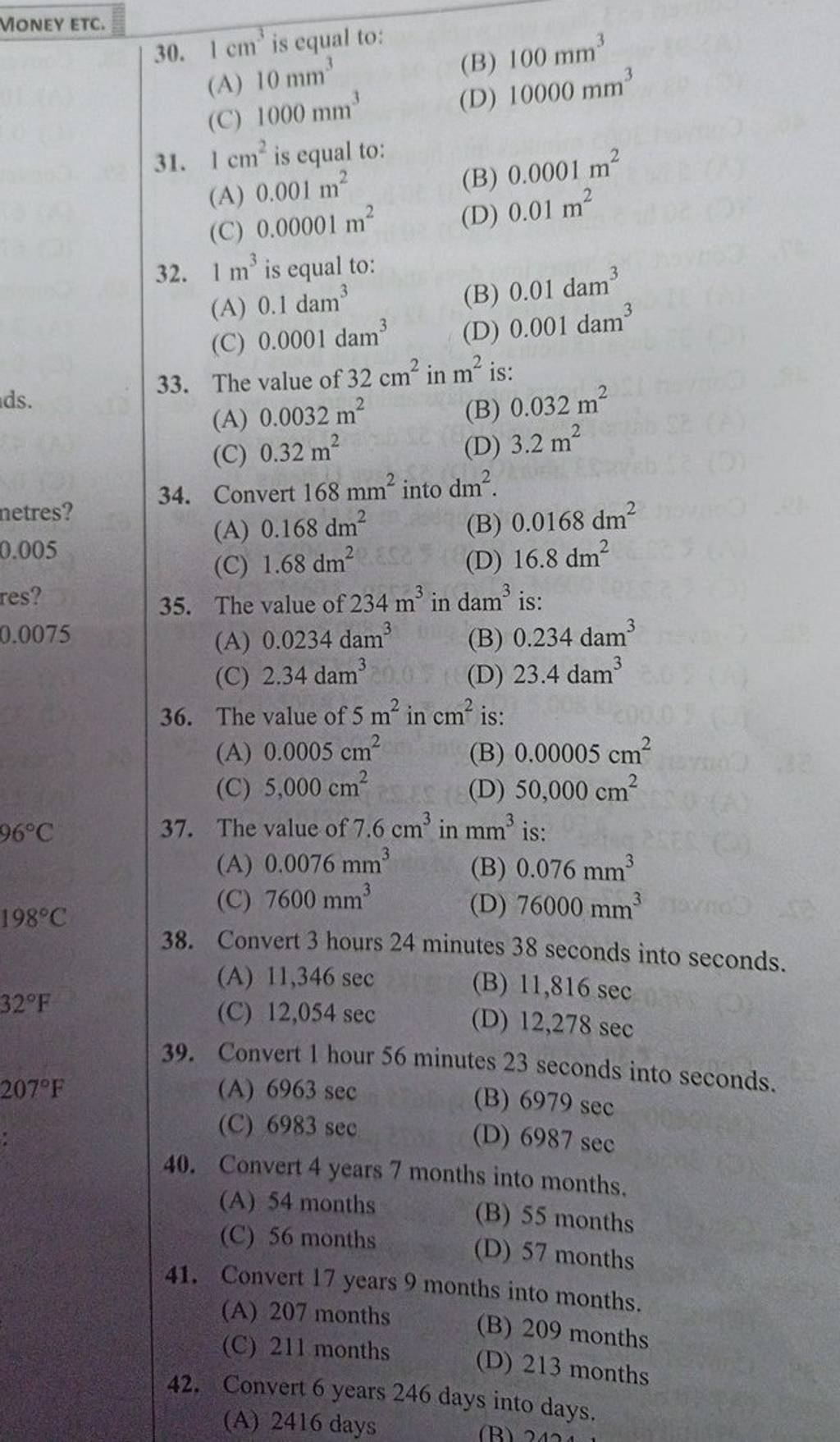 30 1 Cm3 Is Equal To A 10 Mm3 B 100 Mm3 C 1000 Mm3 D 10000 Mm3