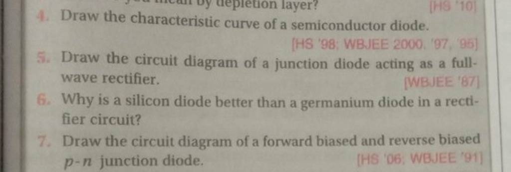 4. Draw the characteristic curve of a semiconductor diode. | Filo