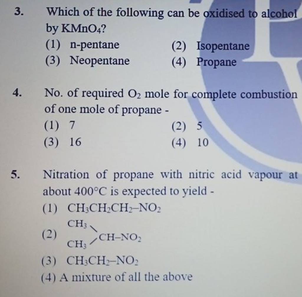 Nitration of propane with nitric acid vapour at about 400∘C is expected t..