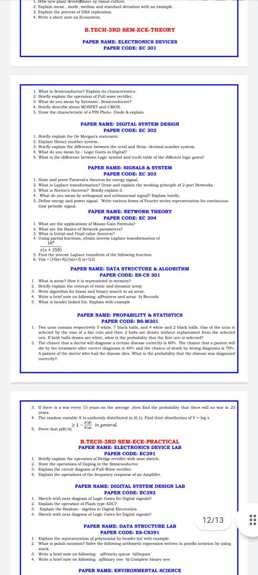 Paper Name Data Structure D Algorithm Paper Code Es Cs 301 Filo