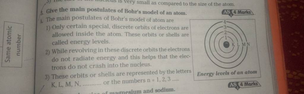 8. Give the main postulates of Bohr's model of an atom. 1. The main postu..