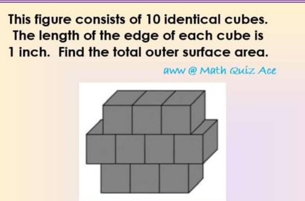 This figure consists of 10 identical cubes. The length of the edge of eac..