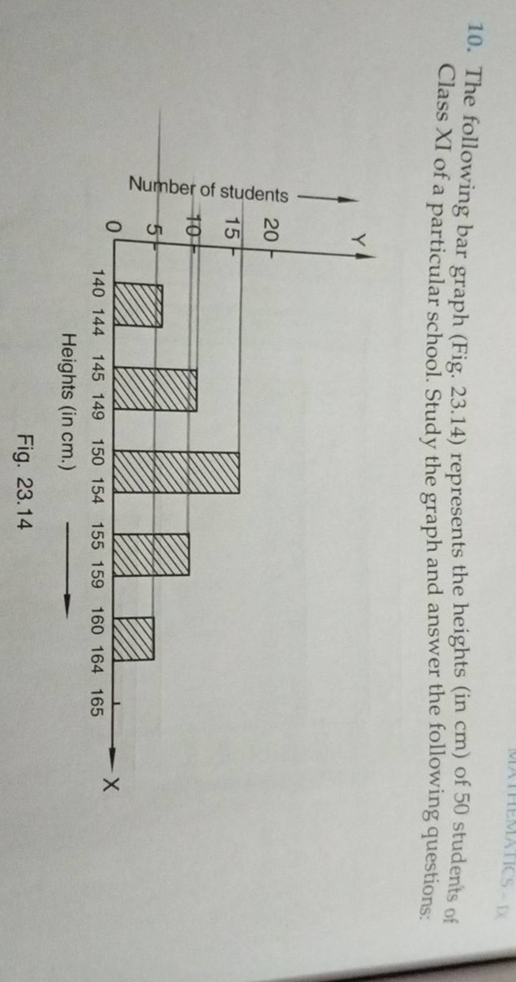 10. The following bar graph (Fig. 23.14) represents the heights (in cm ) ..