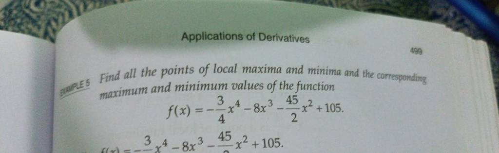 Applications of Derivatives 1102E5 Find all the points of local maxima an..