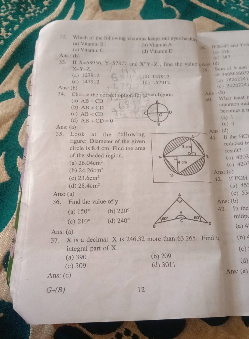 Ans B 34 Choose The Correct Option For Given Figure Filo