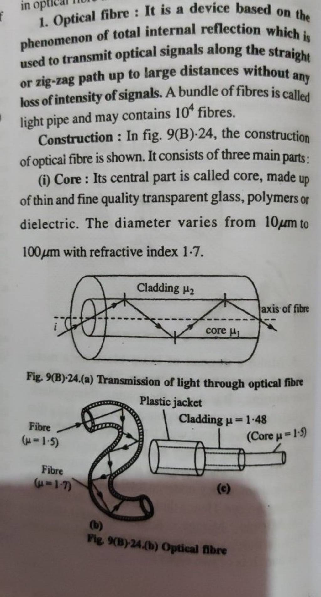 1. Optical fibre : It is a device based on the phenomenon of total intern..