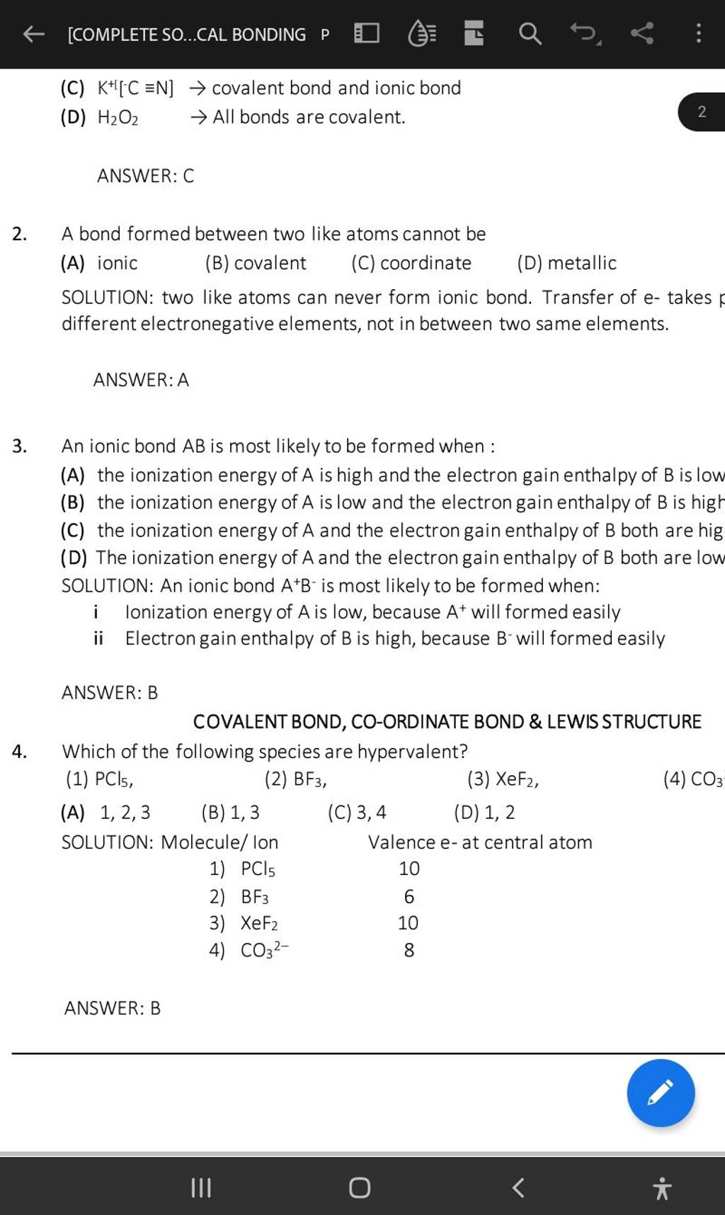 K Cтйбn тжт Covalent Bond And Ionic Bond D H2 O2 тжт All Bonds Are Covalen